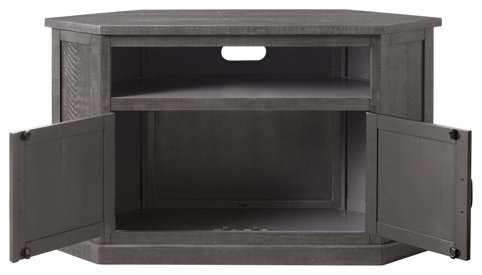 Benzara BM205965 Rustic Style Wooden Corner TV Stand with 2 Door ...