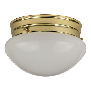 6" Energy Saving Mushroom Fixture Polished Brass White Glass ...
