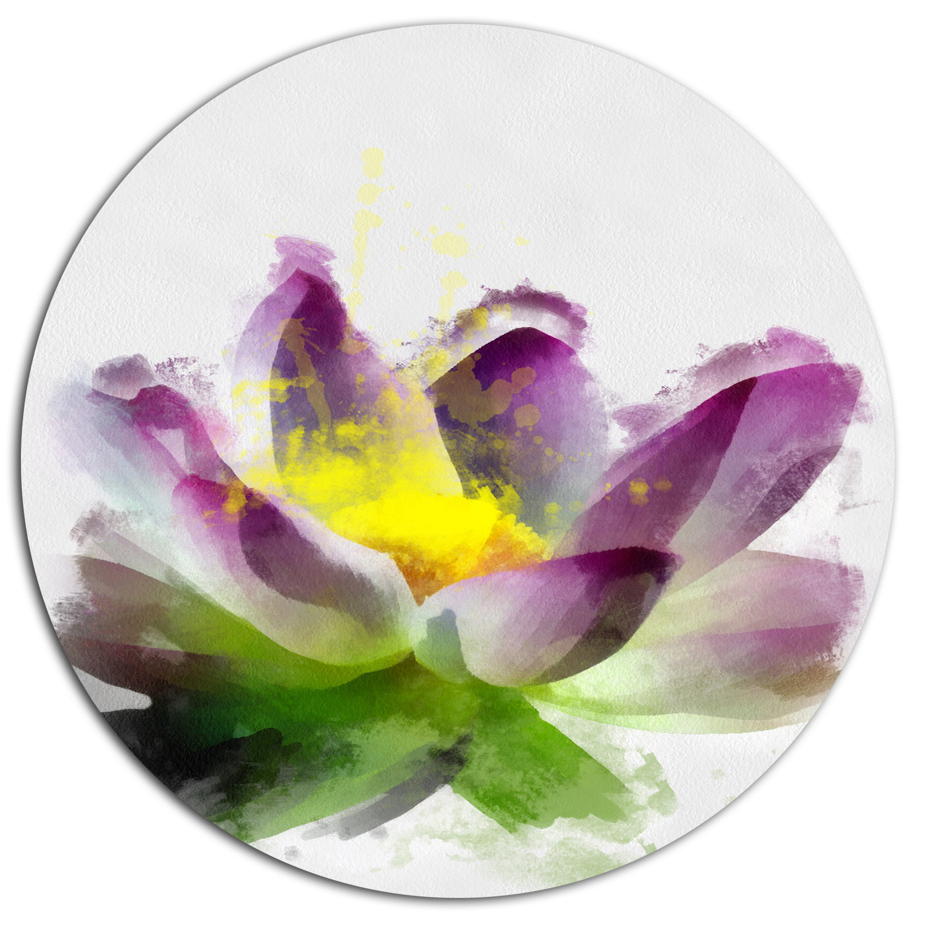 Lotus Flower Sketch Watercolor, Modern Floral Disc Metal Artwork, Disc ...