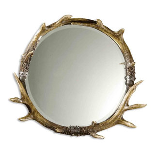 Stag Horn Round Mirror - Rustic - Wall Mirrors - by HedgeApple | Houzz
