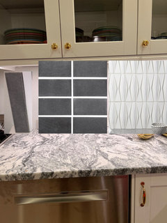 White subway tile backsplash for Ikea Enkoping kitchen cabinets ...