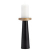 Wood, 12" Flat Candle Holder Stand, Black/Natural, 5x5x12 inches ...
