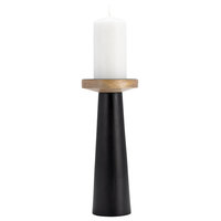 Wood, 12" Flat Candle Holder Stand, Black/Natural, 5x5x12 inches ...