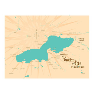 Lakebound Pewaukee Lake Wisconsin Map Art Print, 18"x24" - Contemporary ...