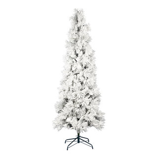 Vickerman Flocked Atka Pine Slim Artificial Christmas Tree, 10' x 50 ...