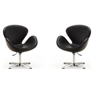 Manhattan Comfort Raspberry Faux Leather Accent Chair in White (Set of ...