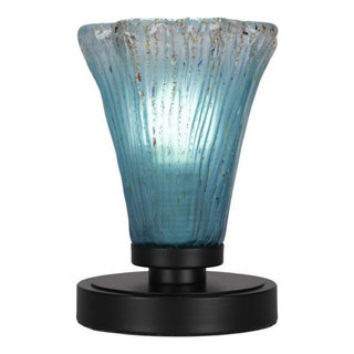 Luna Accent Table Lamp, 5.5" Fluted Teal Crystal Glass - Contemporary ...