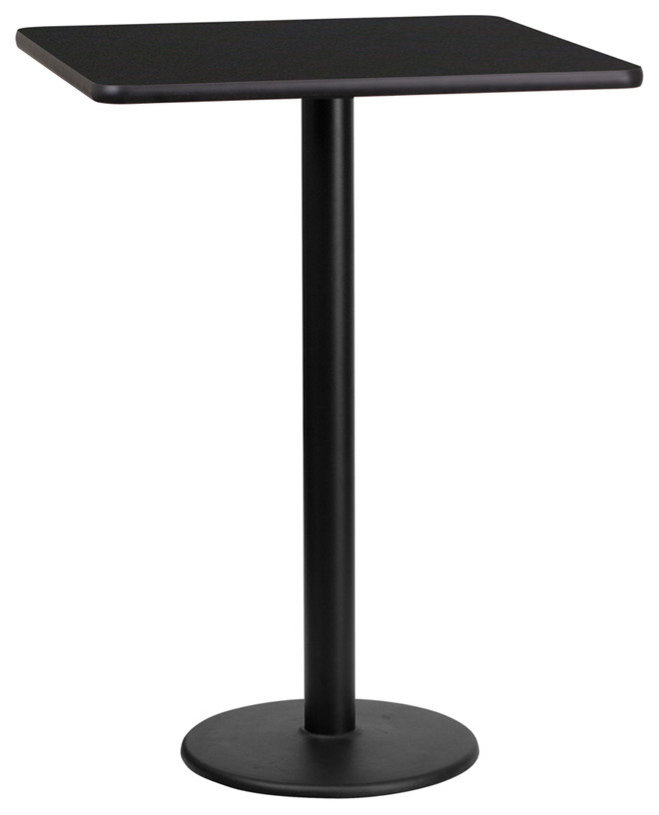 24" Square Laminate Table Top With 18" Round Bar Height Table Base ...