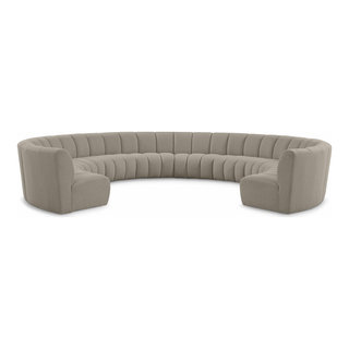 Infinity Black Boucle Fabric Upholstered Arc Shaped Modular Sectional ...