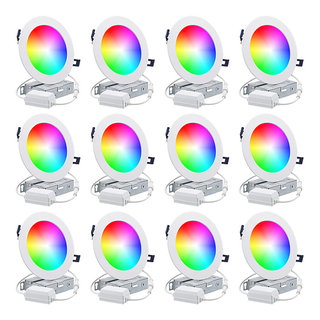 12-Pack 6"Smart Recessed Lighting, Color Changing RGBCW Smart Downlight ...