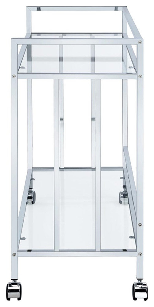 Coaster Cara Contemporary Rectangular Glass Bar Cart in Chrome and ...