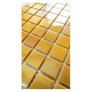 Iridescent Yellow Opaque Glass Mosaic Tile - Contemporary - Tile - by ...