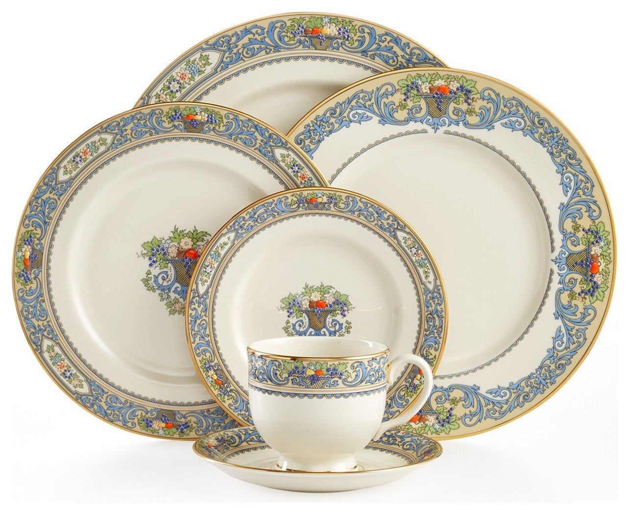Lenox Autumn 5-Piece China Setting, Set of 1 - Traditional - Dinnerware ...