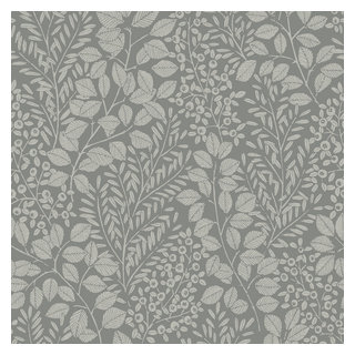 Elin Charcoal Berry Botanical Wallpaper, Swatch - Contemporary ...