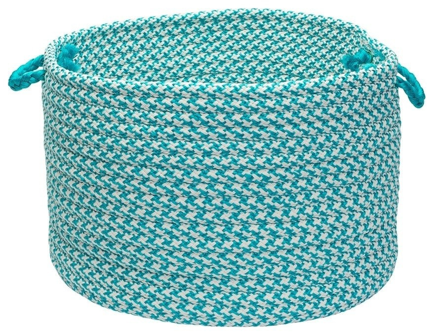 Outdoor Houndstooth Tweed, Turquoise 14"x10" Utility Basket, 14"x10 ...