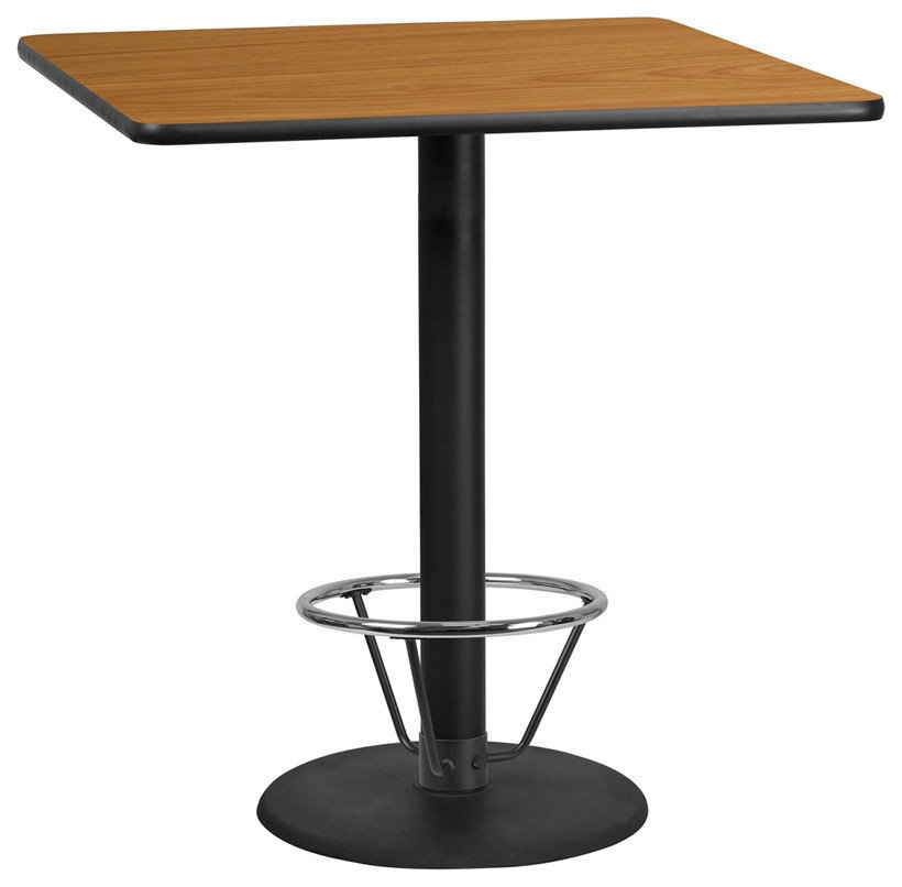 42" Square Natural Laminate Table, Round Base - Contemporary - Dining ...