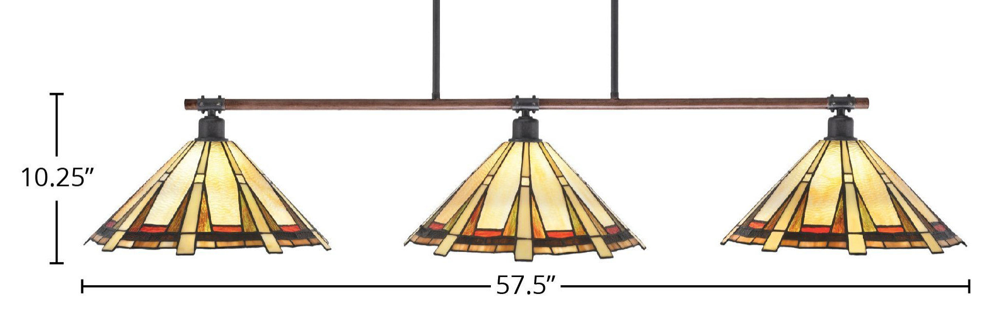 Blacksmith 3-Light Bar, Wood-Look Metal/Dark Granite, 16" Zion Art ...