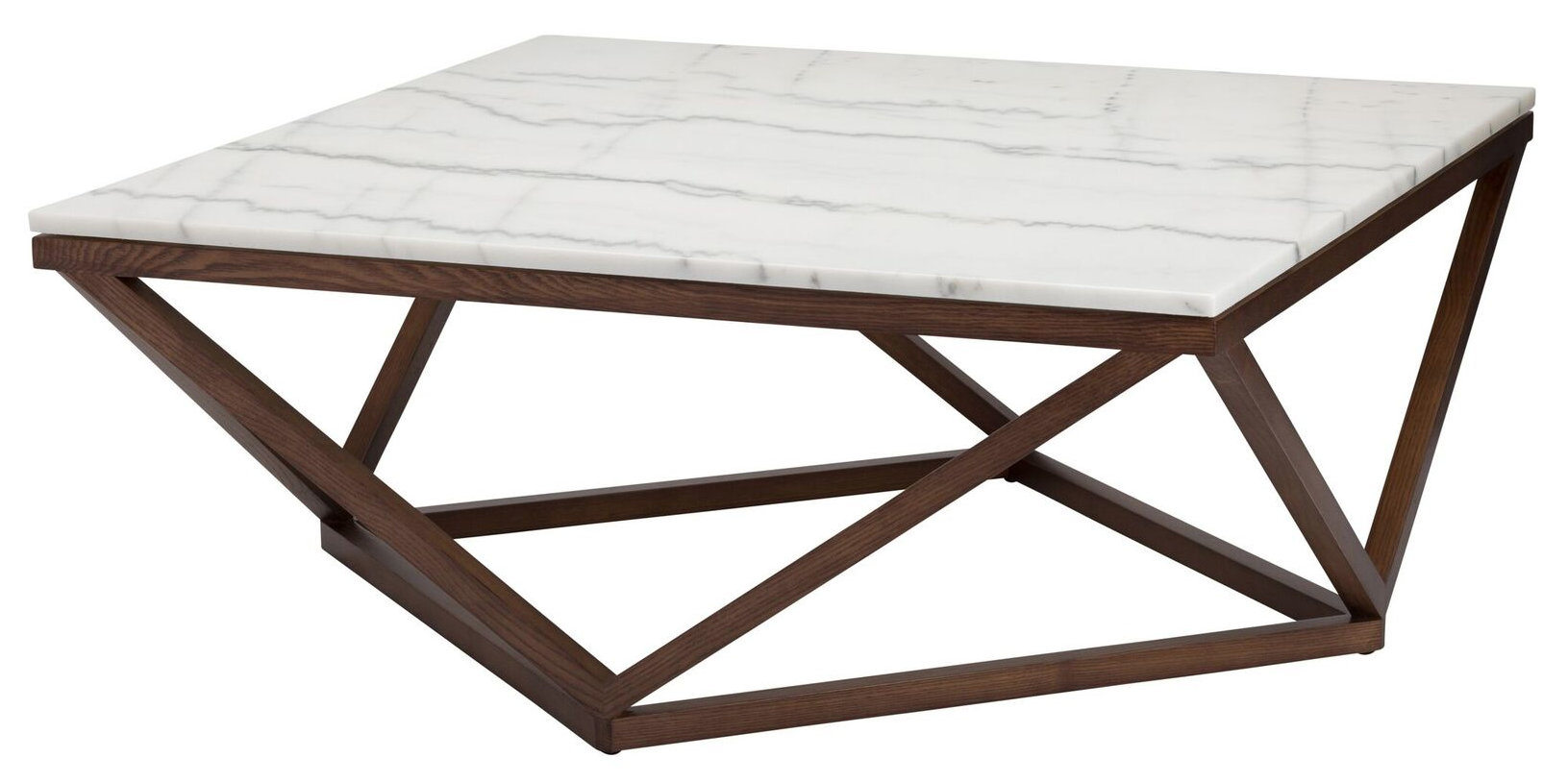 Jasmine Coffee Table, Modern Wooden Walnut Coffee Table, Square Marble ...