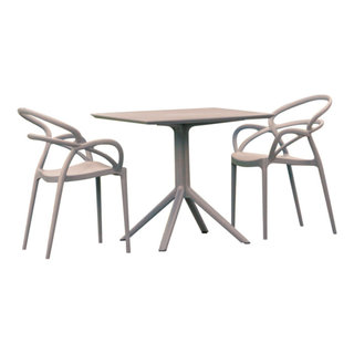 Mila Patio Dining Set With 2 Arm Chairs Dark Gray - Midcentury ...