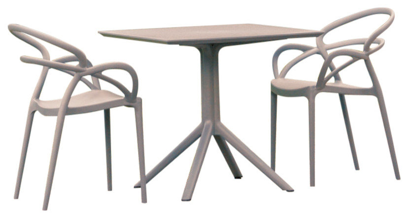 Mila Patio Dining Set With 2 Arm Chairs Dark Gray - Midcentury ...