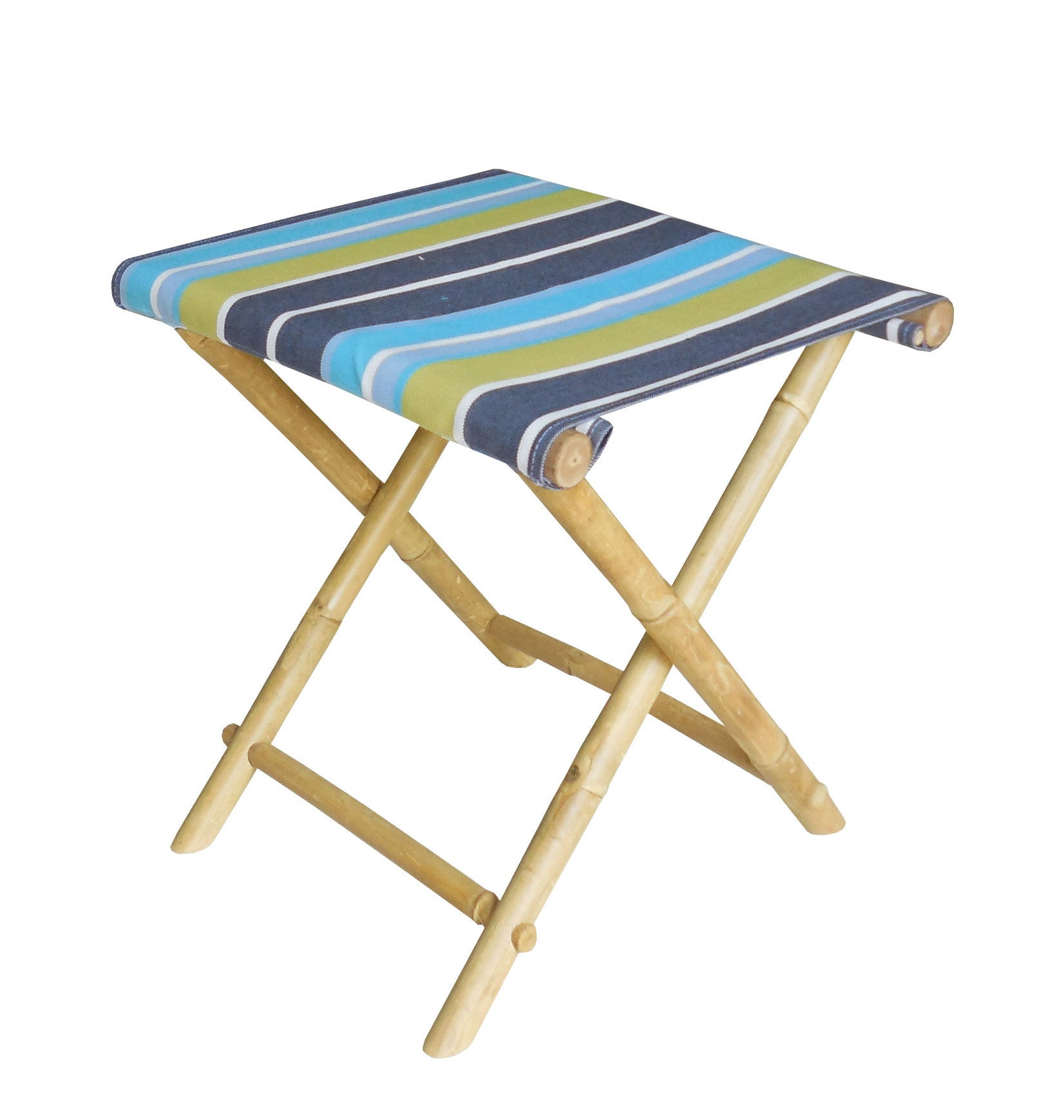 Bamboo Foldable Stool, Green Stripes - Tropical - Outdoor Folding ...