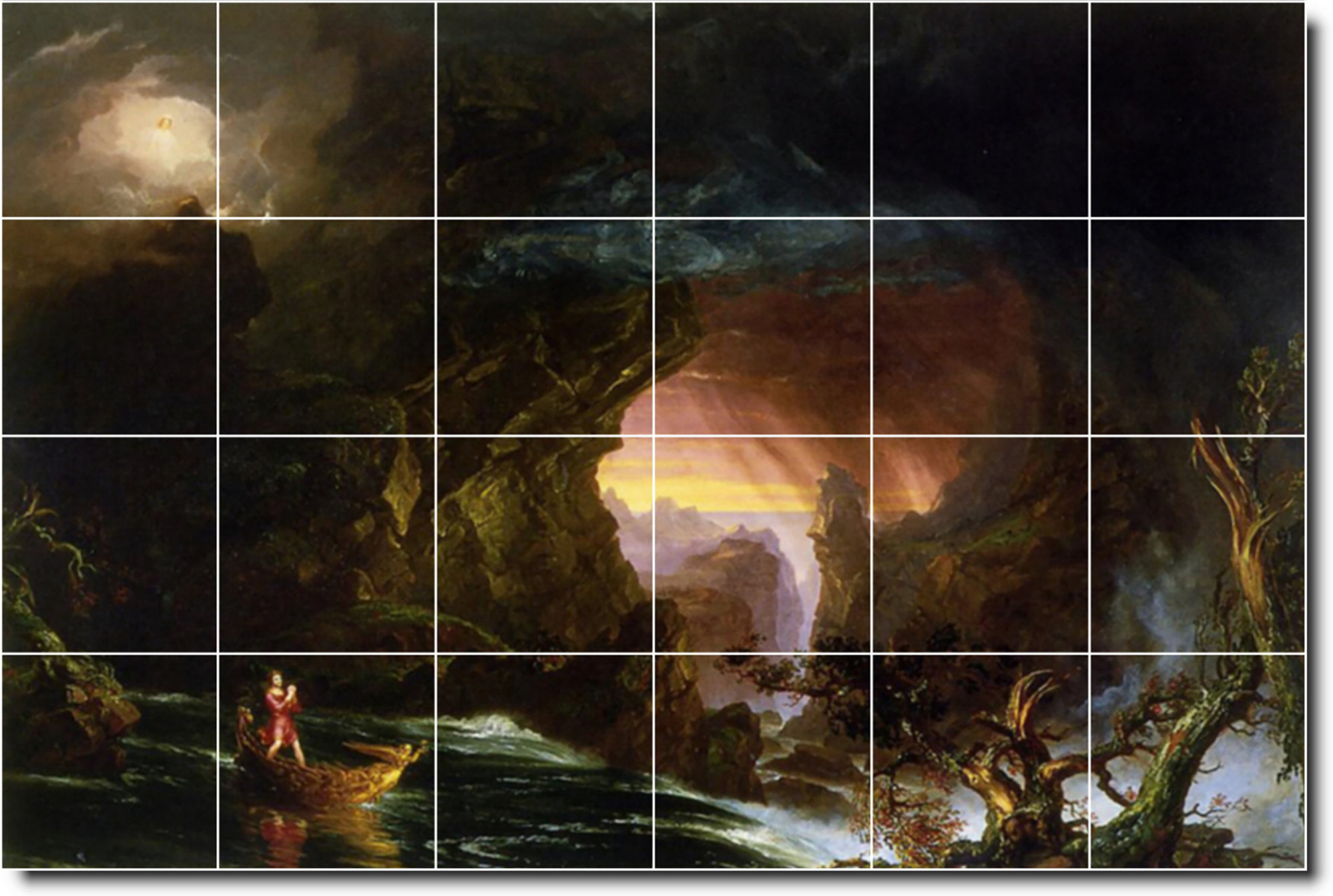 Thomas Cole Landscapes Painting Ceramic Tile Mural #488, 36" Wide x 24 ...