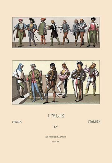 Military and Civil Costumes of the Italian Nobility, 1300-1600, 20" x ...