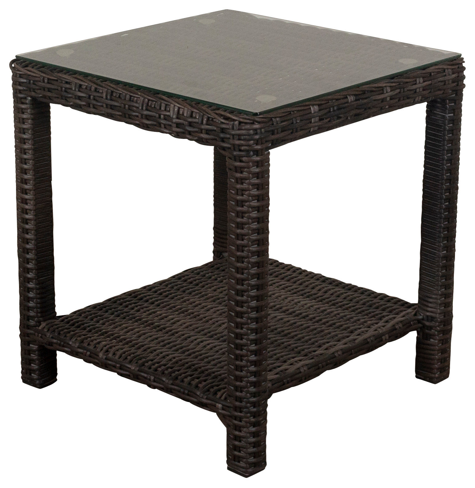Courtyard Casual Cheshire Glass Top End Table - Tropical - Outdoor Side ...