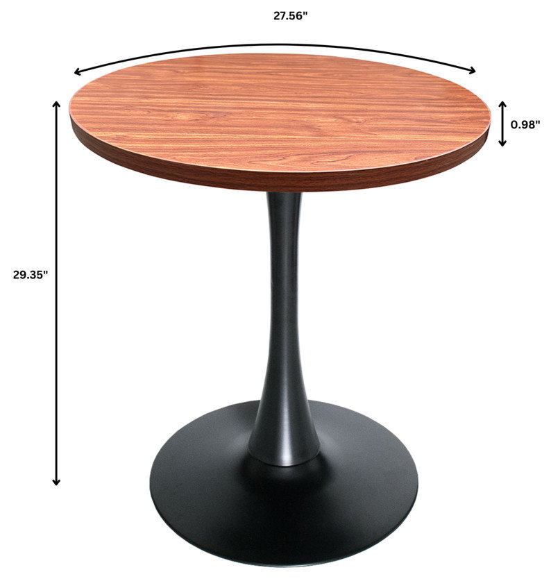 Bristol Dining table, Black Base with 27 Round Cognac Brown MDF top ...