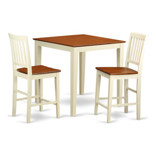 3-Piece Pub Table Set, Square Pub Table and 2 Counter Height Chairs ...