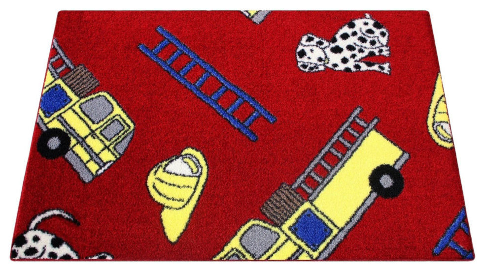 Hook and Ladder Area Rug, Nylon Stainmaster Carpet, Square 6'x6 ...