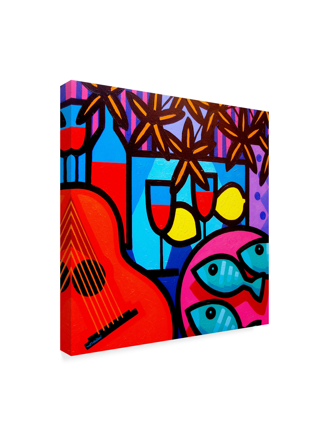 John Nolan 'Still Life With Guitar' Canvas Art, 14"x14" - Contemporary ...