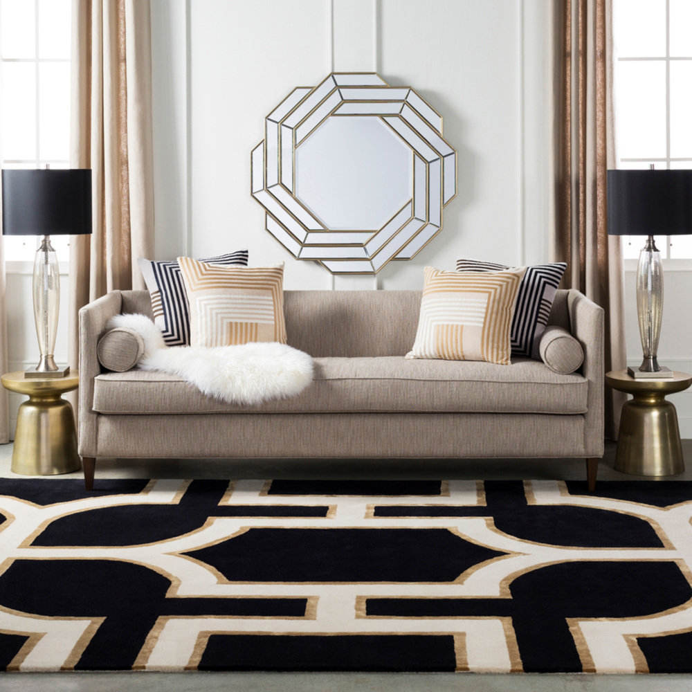 Intermezzo Modern Black, Cream Area Rug, 2'x3' - Contemporary - Area ...
