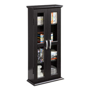 41" Wood Media Tower Cabinet, Brown - Transitional - Media Cabinets ...