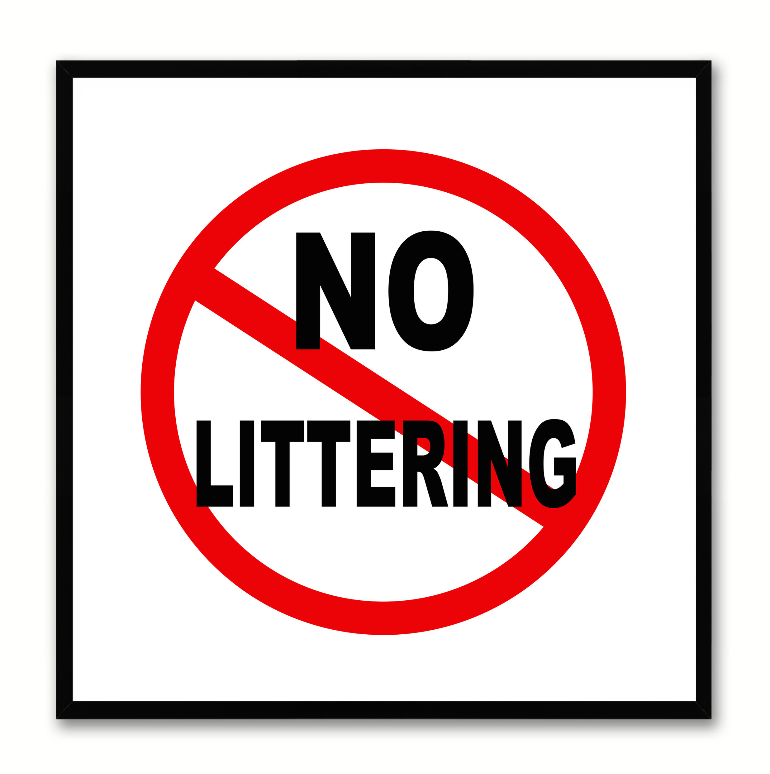 "No Littering" Sign White Canvas Print, Custom Picture Frame, 20"x20 ...