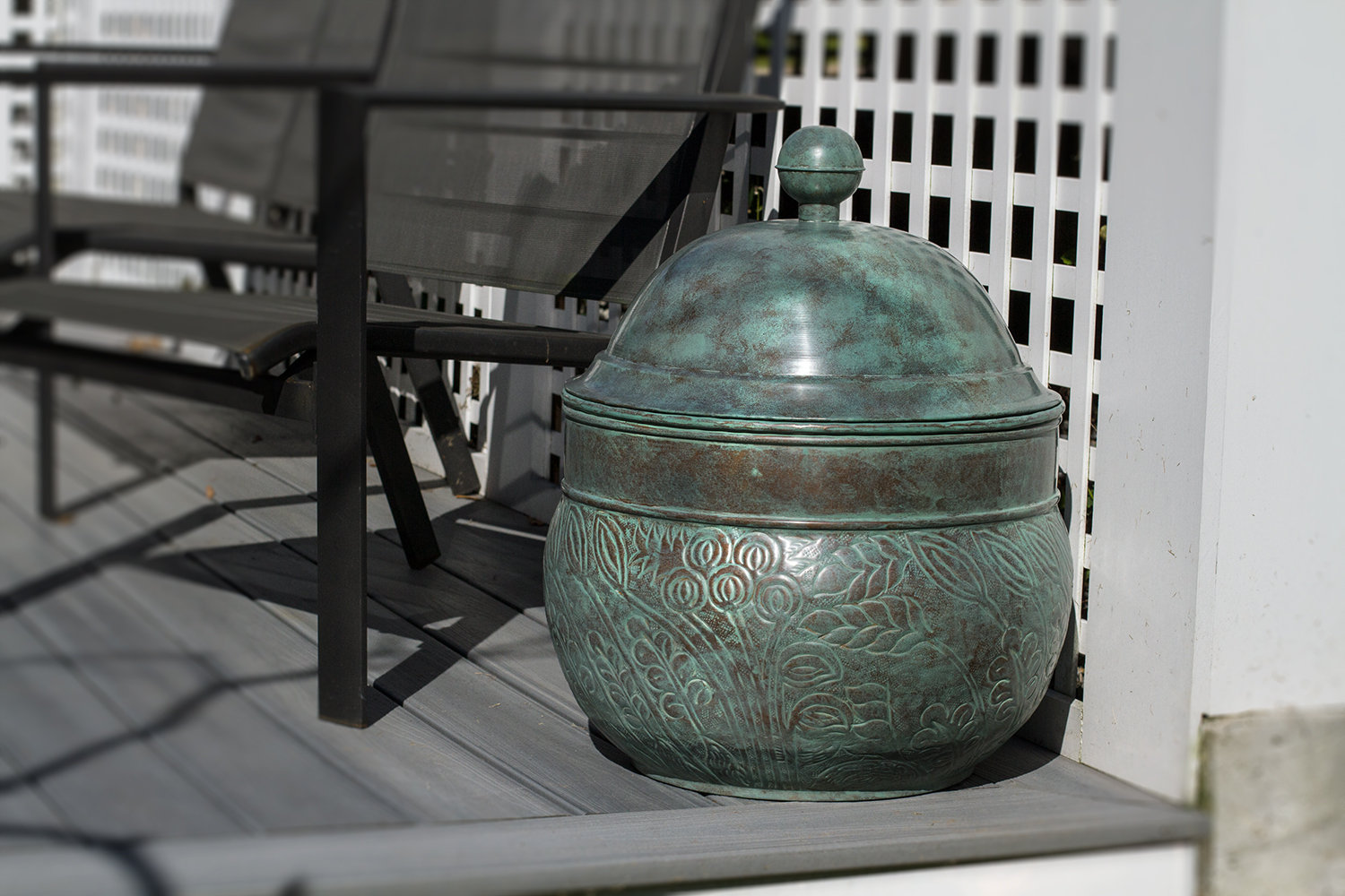 Key West Hose Pot With Lid, Blue Verde - Farmhouse - Outdoor Pots And ...