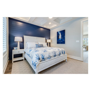 Bedroom with gorgeous blue accent wall - Beach Style - Bedroom - Other ...