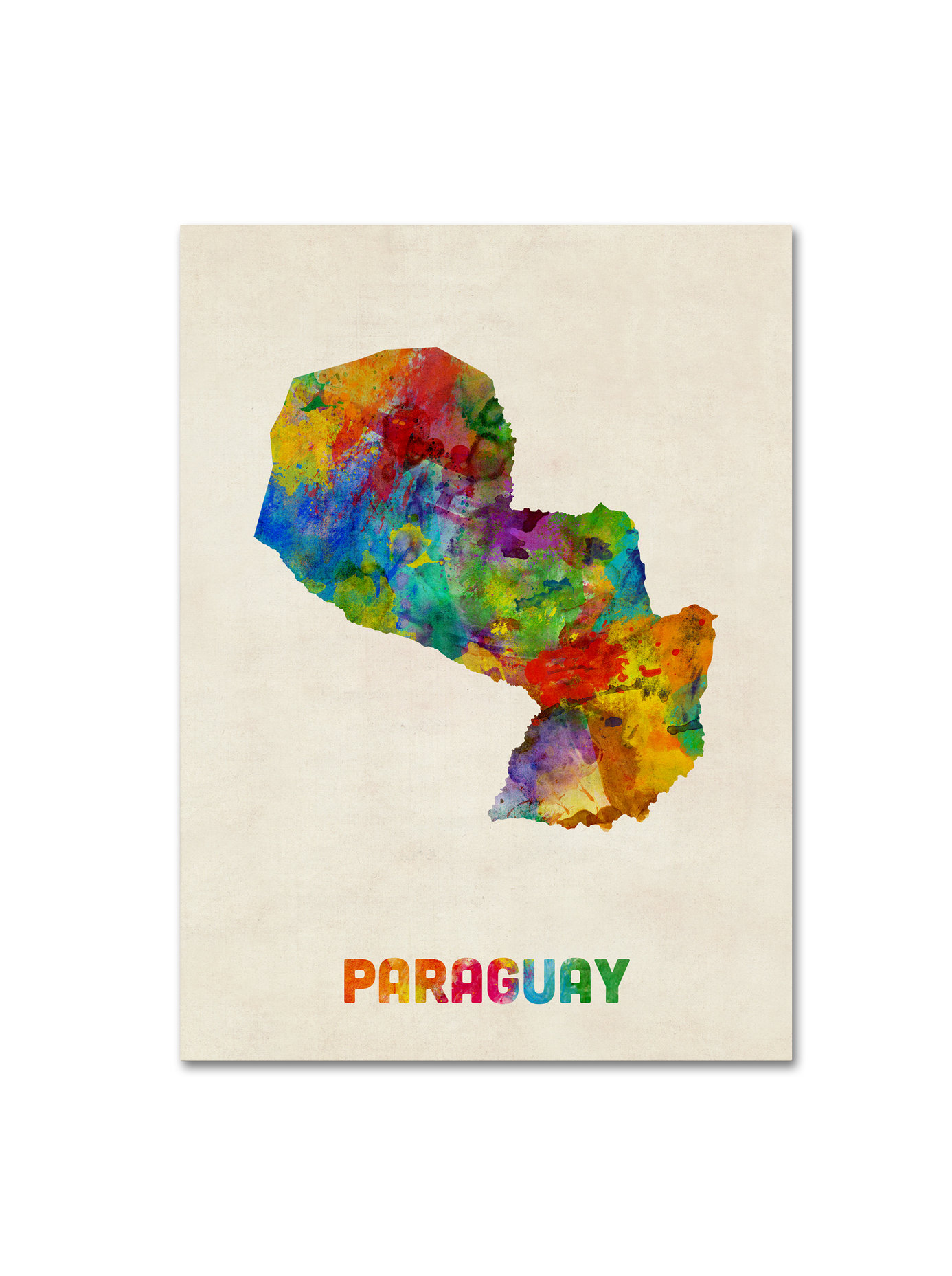 'Paraguay Watercolor Map' Canvas Art by Michael Tompsett, 35" x 47 ...
