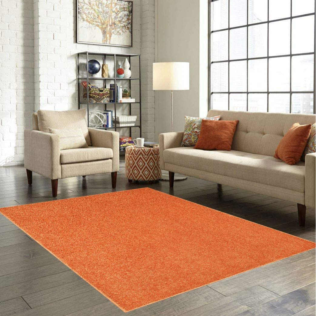 Color World Collection Way Pet Friendly Area Rugs, Orange, 6' Hexagon ...