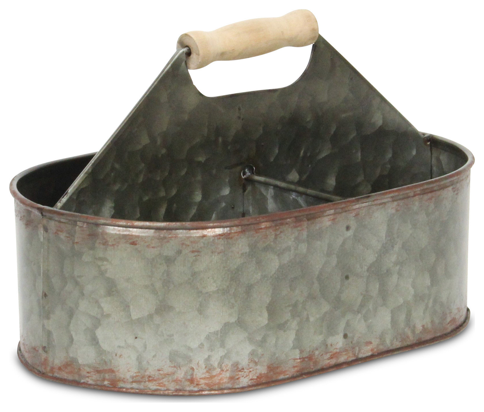 Penly Galvanized Oval 4 Slot Caddy - Small - Farmhouse - Storage Bins ...