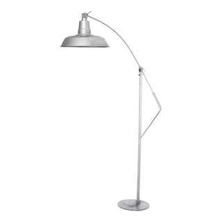 12" Vintage LED Industrial Floor Lamp, Galvanized Silver - Farmhouse ...