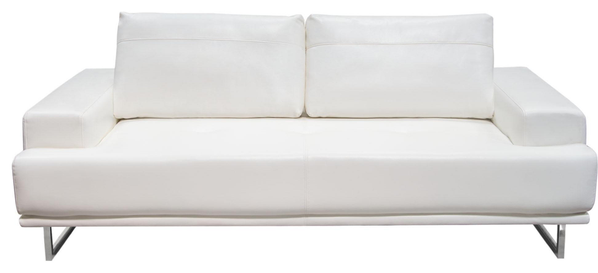 Benzara BM190817 Adjustable Backrest Sofa With Metal Sled Legs, White ...