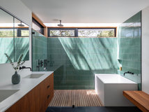 Narrow 53-Square-Foot Bathroom Goes Glam