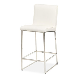 State St. Counter Height Chair - Off White/Stainless Steel ...