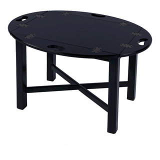 Carlisle 30 in. W Oval Wood Butler Table, Black - Contemporary - Coffee ...