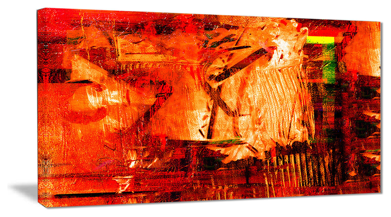 "Abstract Fire Red" Abstract Canvas Artwork, 40"x20" - Modern - Prints ...
