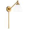 Wellfleet Single Arm Dome Task Sconce, Matte White and Burnished Brass ...