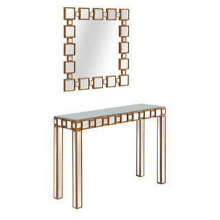 Square Reflective Mirror and Console Table - Contemporary - Console ...