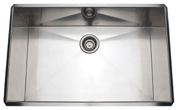 Rohl RSS3018SB Single Basin Kitchen Sink, Brushed Stainless Steel, 30 ...