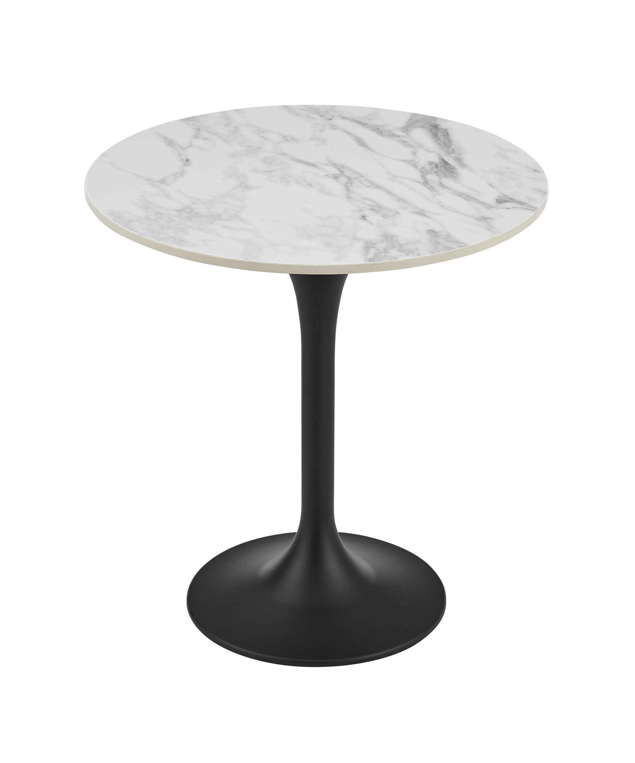 Astrid Side Table With High Gloss White Ceramic Top and Matte Black Tulip Base - Midcentury ...